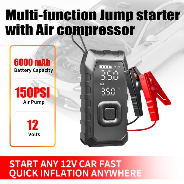 Quality 6000 MAh ABS Portable Jump Starter With Tyre Inflator 0-150PSI Car Air for sale