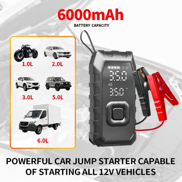 Quality 6000 MAh ABS Portable Jump Starter With Tyre Inflator 0-150PSI Car Air for sale