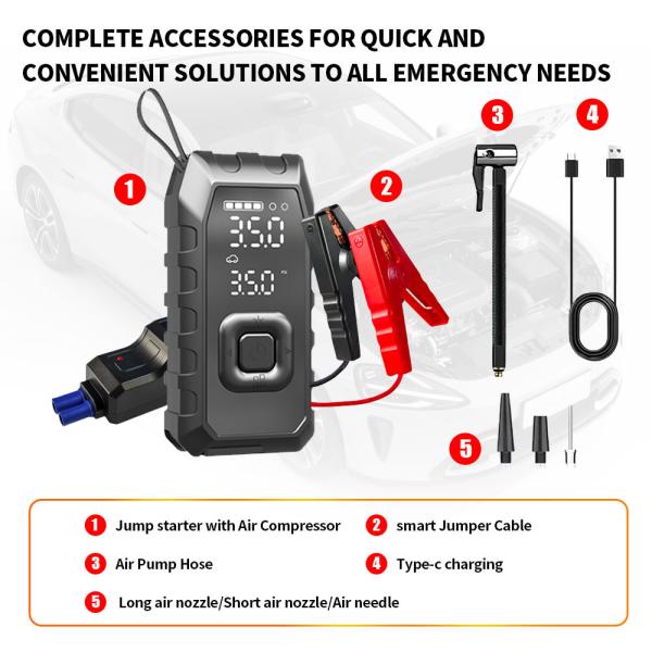 Quality 6000 MAh ABS Portable Jump Starter With Tyre Inflator 0-150PSI Car Air for sale