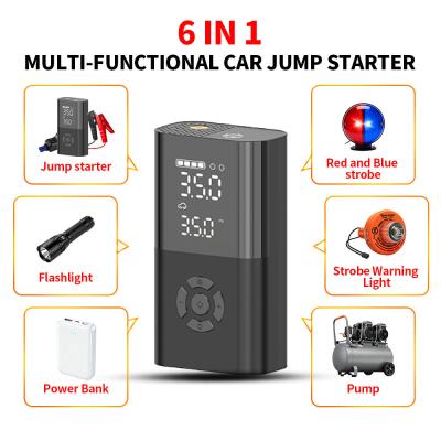 China Car Emergency Jump Starter Air Compressor All In One Car Inflatable Pump Jump Starter for sale