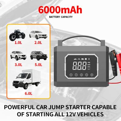 Cina 12v 6000mAh 60C Power Jump Starter con pneumatici Inflatore batteria di auto mobile Booster compressore d'aria portatile in vendita