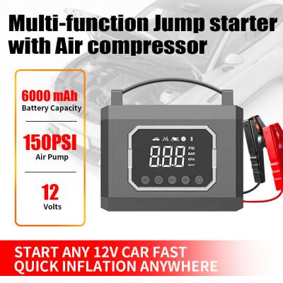 Cina 12v 6000mAh 60C Power Jump Starter con pneumatici Inflatore batteria di auto mobile Booster compressore d'aria portatile in vendita