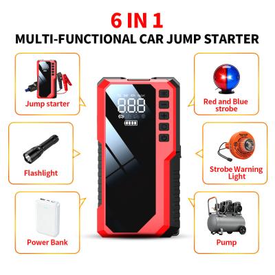 China Multi Function Portable Battery Jump Starter 6400mAh 8000mAh 12V Emergency Jump Starter With Air Compressor for sale