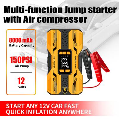 China 8000mAh Automobile Jump Starters Auto Shut Off Power Bank Motorcycle Tire Inflators Jump Starter for sale
