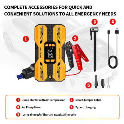 China 8000mAh Automobile Jump Starters Auto Shut Off Power Bank Motorcycle Tire Inflators Jump Starter for sale