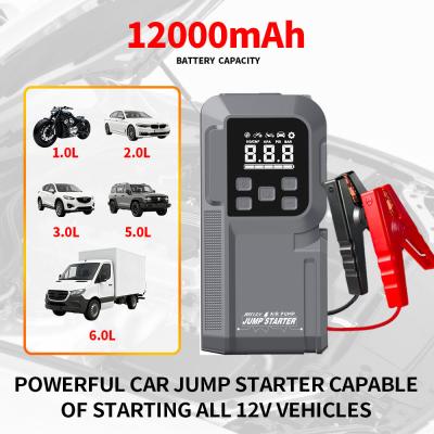 China Handheld Intelligent 2 In 1 Jump Starter Air Pump 12V Vehicle Tire Inflator 141psi Car Battery Jump Starter Air Compressor for sale