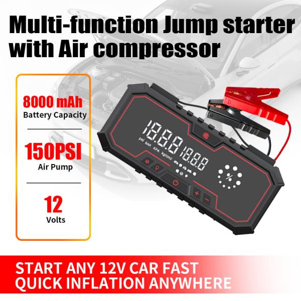 Quality 12V USB Interface Auto Jump Starters Portable Car Tire Pump 8000mAh Air for sale