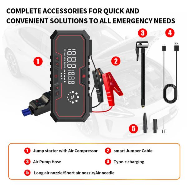 Quality 12V USB Interface Auto Jump Starters Portable Car Tire Pump 8000mAh Air for sale