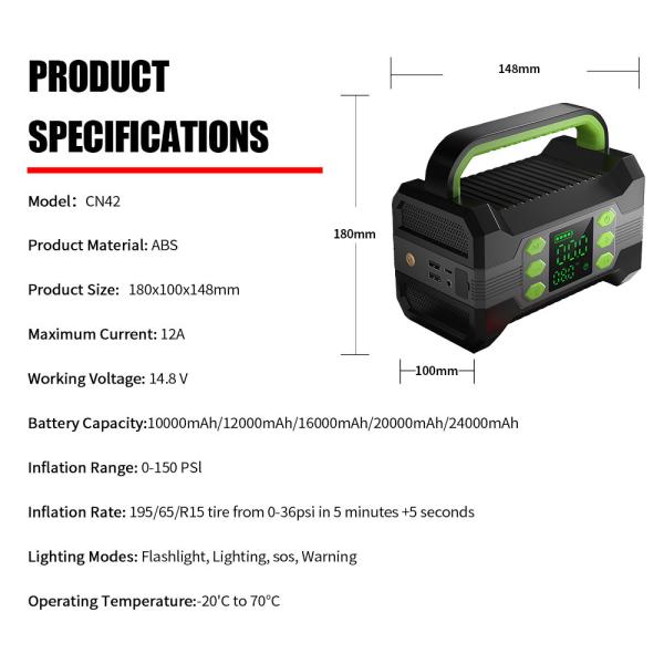 Quality Digital Multi Functional Jump Starter With Flashlight Car Battery Charger Air for sale