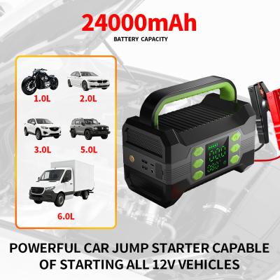 China Digital Multi Functional Jump Starter With Flashlight Car Battery Charger Air Compressor Tire Inflator 150PSI for sale