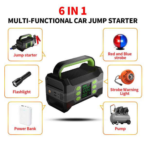 Quality Digital Multi Functional Emergency Car Charger Jump Starter Air Compressor Tire Inflator 150PSI With Flashlight for sale
