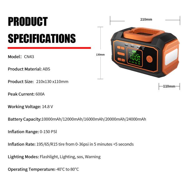 Quality Vehicle Jump Starter Power Bank With Air Compressor 10000mAh 12000mAh 16000mAh for sale