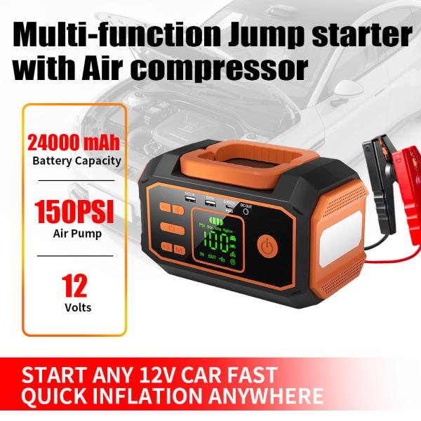Quality Vehicle Jump Starter Power Bank With Air Compressor 10000mAh 12000mAh 16000mAh for sale