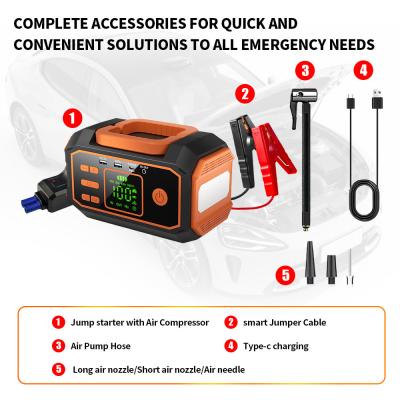 Cina 10000mAh 12000mAh 16000mAh Jump Starter Power Bank Emergency Starter Batteria con compressore d'aria in vendita
