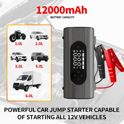 China Power Compact 12V Car Battery Jump Starter With Tyre Inflator Battery Powered Tire Inflator Emergency Battery Pack for sale