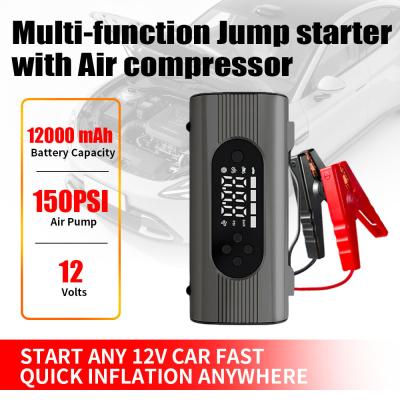 China Power Compact 12V Car Battery Jump Starter With Tyre Inflator Battery Powered Tire Inflator Emergency Battery Pack for sale