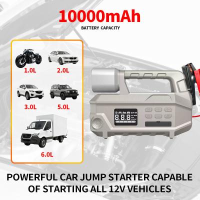 China Charger Jump Starter Power Portable Tires Air Compressor 10000mAh Automobile Battery Jump Starter Car Battery for sale