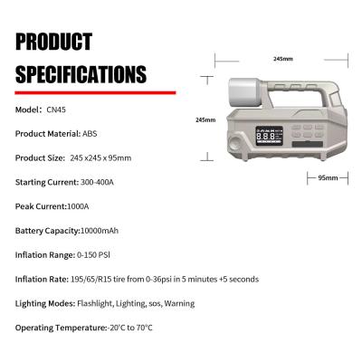 China Charger Jump Starter Power Portable Tires Air Compressor 10000mAh Automobile Battery Jump Starter Car Battery for sale