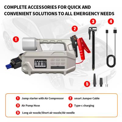 China Charger Jump Starter Power Portable Tires Air Compressor 10000mAh Automobile Battery Jump Starter Car Battery for sale