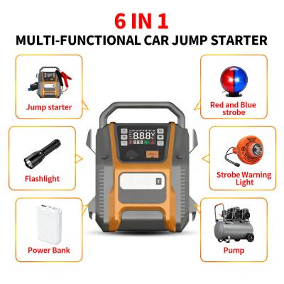 Cina 53600mAh Portable Car Jump Starter Digital 150PSI Electric Air Pump pneumatico gonfiatore per auto motocicletta in vendita