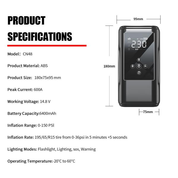 Quality Car Portable Tyre Inflator Jump Starters Emergency Car Battery Charger Booster for sale