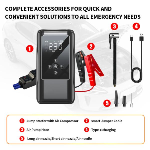 Quality Car Portable Tyre Inflator Jump Starters Emergency Car Battery Charger Booster for sale
