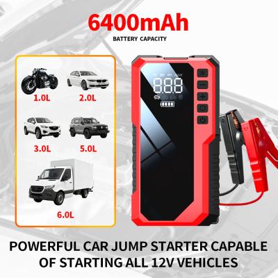 China Multi Function Car Jump Starter Pack Portable Emergency Battery Jump Starter 6400mAh 8000mAh 12V With Air Compressor for sale
