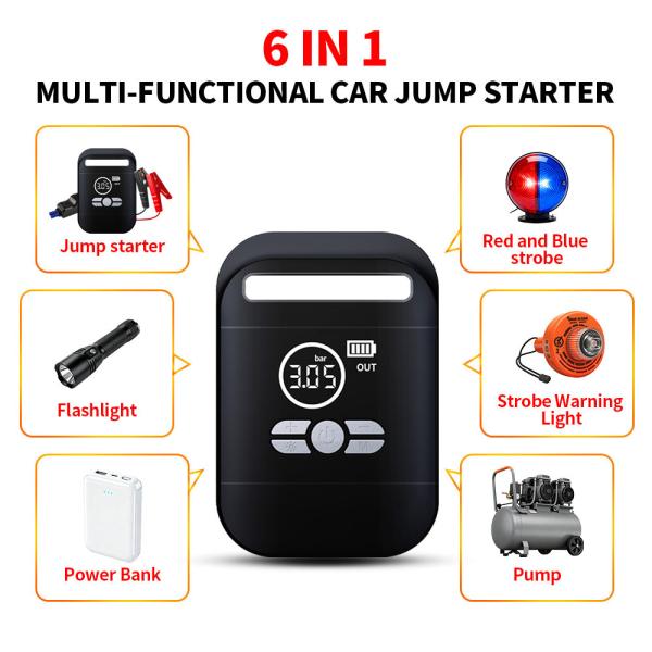Quality 8000MAh Automobile Jump Starters 12V Battery Jump Starter Tire Pump Car Portable Jump Starter Pack for sale