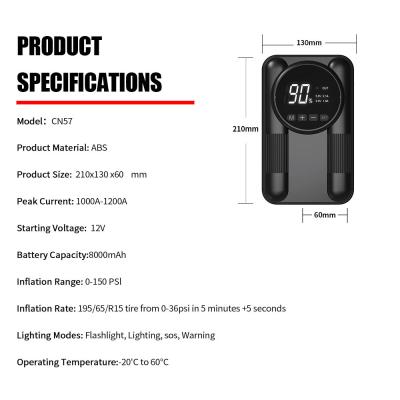 China Portable Car Battery Jumper Battery Booster Jump Starter 2 In 1 With Air Compressor Car Battery Jump Starter Pack for sale