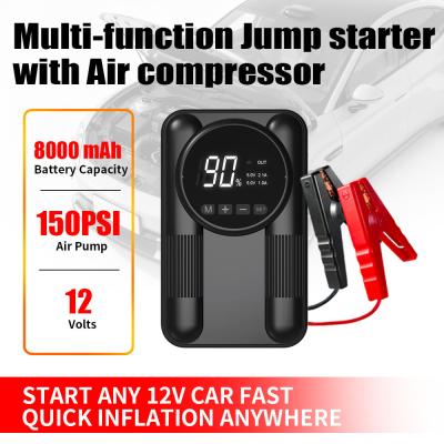China Portable Car Battery Jumper Battery Booster Jump Starter 2 In 1 With Air Compressor Car Battery Jump Starter Pack for sale