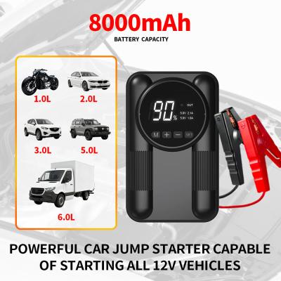 China Portable Car Battery Jumper Battery Booster Jump Starter 2 In 1 With Air Compressor Car Battery Jump Starter Pack for sale