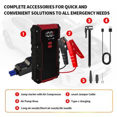 China 6 In 1 Emergency Car Jump Starter With Flashlight Car Battery Jump Starter Pack Power Bank 8000mAh 6000mAh for sale