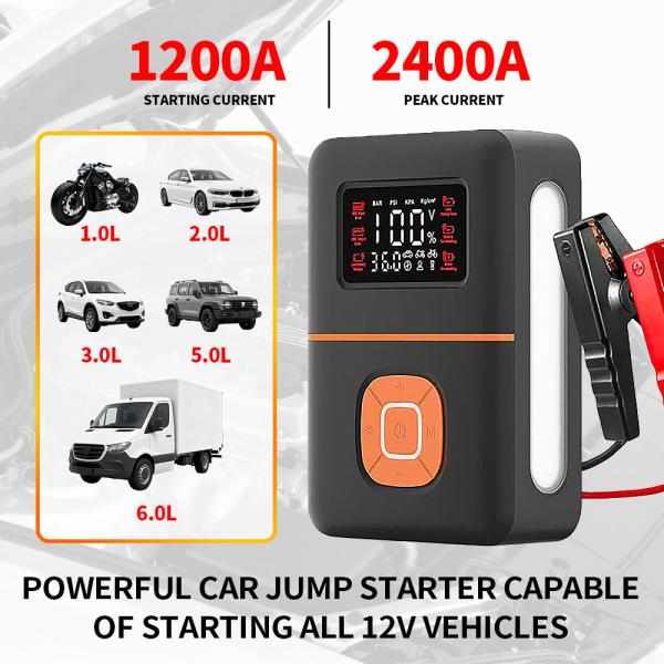 Quality 2 In 1 Car Jump Starter Auto Emergency Power Supply With Air Compressor 8000mAh for sale