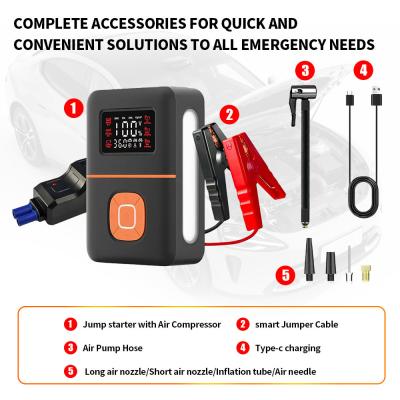 Cina Avviatore di emergenza per auto 2 in 1 con compressore d'aria 8000mAh 12000mAh 16000mAh in vendita