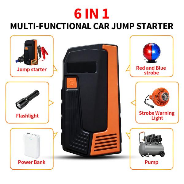 Quality 12V Car Emergency Jump Starter Multi Functional 6000mAh Power Bank Emergency Jump Starter With Air Compressor for sale