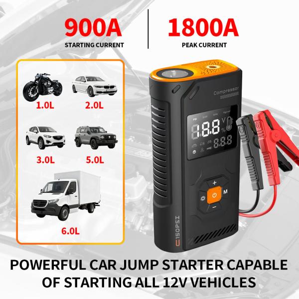Quality 8000mah 10000mah 12000mah Portable Tire Inflators 12v Car Jump Starter Kit With for sale