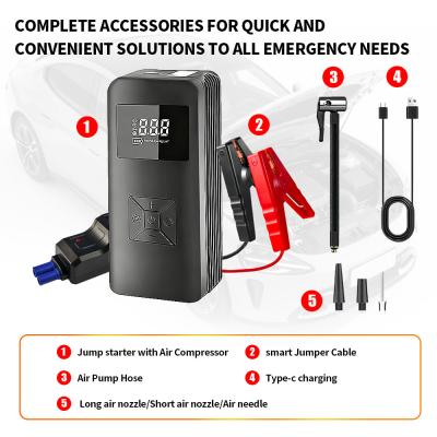 Cina 12V di emergenza Batteria Booster Compressore d'aria 7200mAh Intelligente Portable Jump Starter Pack in vendita