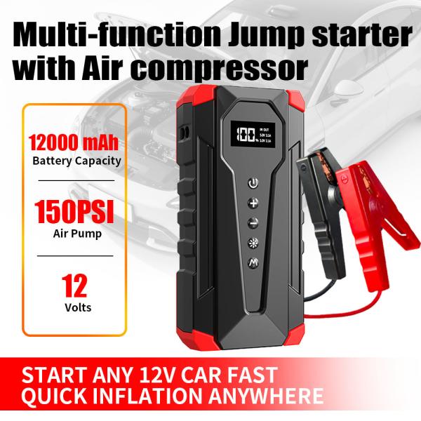 Quality Car Battery Jump Starter With Air Compressor 12000mAh 12 Volt Battery Jump Box Battery Booster for sale