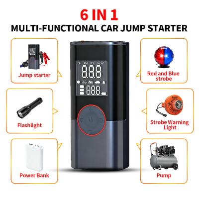 China Portable Car Battery Jump Starter Pack Type C Jump Starter With Air Compressor 0-150PSI for sale