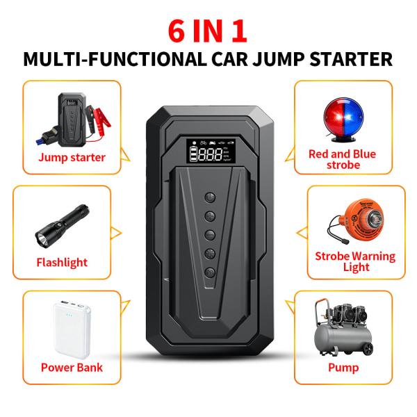 Quality ABS Booster Pack Jump Starter 2 In 1 6000MAh 12V Digital Portable Tire Inflator for sale