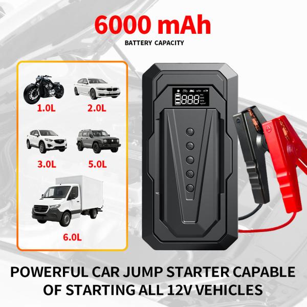 Quality ABS Booster Pack Jump Starter 2 In 1 6000MAh 12V Digital Portable Tire Inflator for sale