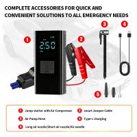 Quality Car Emergency Jump Starter Power Supply ABS 6000mAh / 8000mAh Air Compressor Car for sale