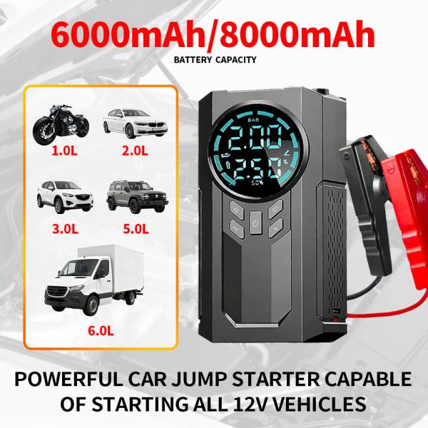Quality Emergency Jump Starter With Tyre Inflator 150 PSI Mini Portable Car Air Pump for sale