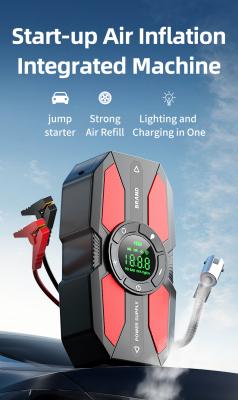 China 12V Multifunction Auto Jump Starters Car Emergency Battery Jump Starter Booster Starter With Tire Inflator for sale