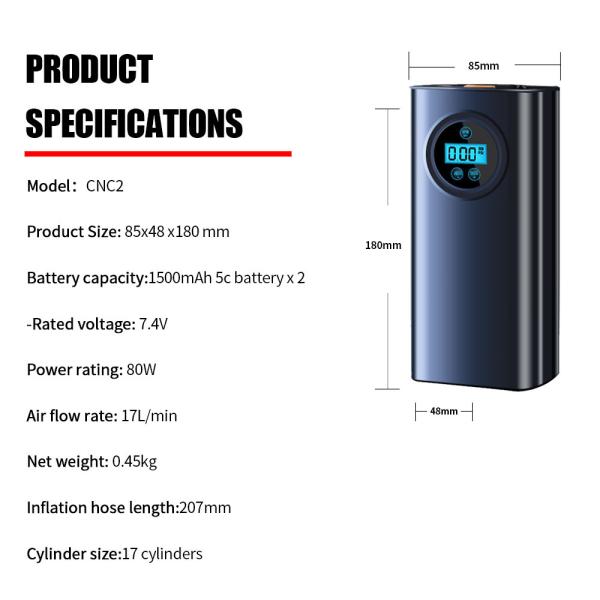 Quality 1500mAh Digital Tire Inflator Wireless Electric Car Battery Jump Starter for sale