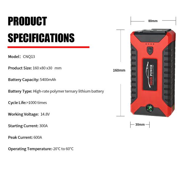 Quality 5400mAh Automobile 2 In 1 Jump Starter With Air Compressor 300A - 600A Portable for sale
