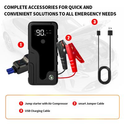 China Intelligent Automobile Jump Starters 6400MAH 12V Portable Car Jump Starter Power Bank MultifunctionEmergency Car Battery Jump Starter with Smart Digital LED Light, Warning Light & SOS for sale