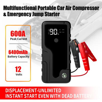 China Intelligent Automobile Jump Starters 6400MAH 12V Portable Car Jump Starter Power Bank MultifunctionEmergency Car Battery Jump Starter with Smart Digital LED Light, Warning Light & SOS for sale