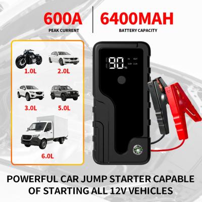 China Intelligent Automobile Jump Starters 6400MAH 12V Portable Car Jump Starter Power Bank MultifunctionEmergency Car Battery Jump Starter with Smart Digital LED Light, Warning Light & SOS for sale
