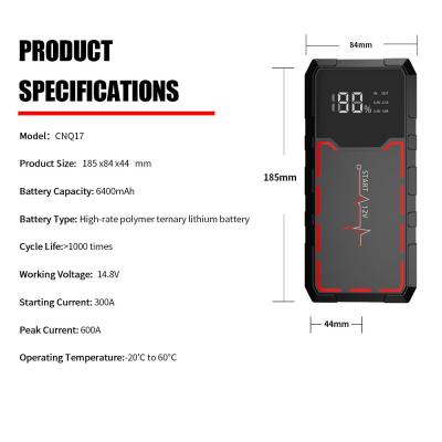 Cina Avviatore di emergenza portatile multifunzione per auto da esterno 12V, batteria da 6800mAh, booster al litio in vendita